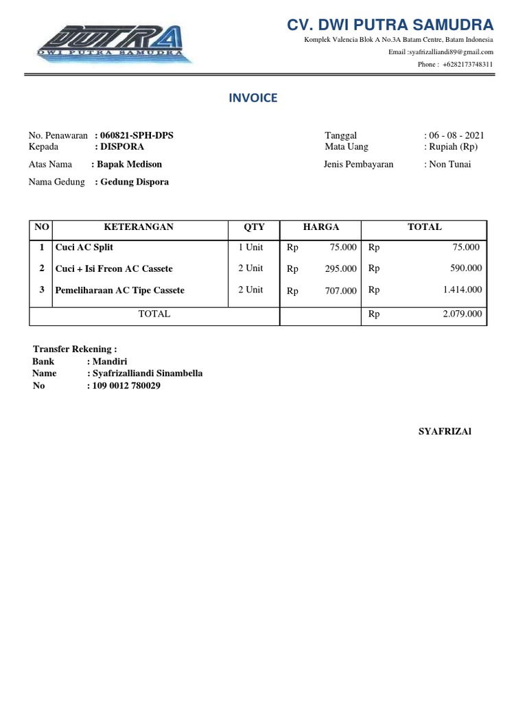 Invoice Dispora 06082021 | PDF