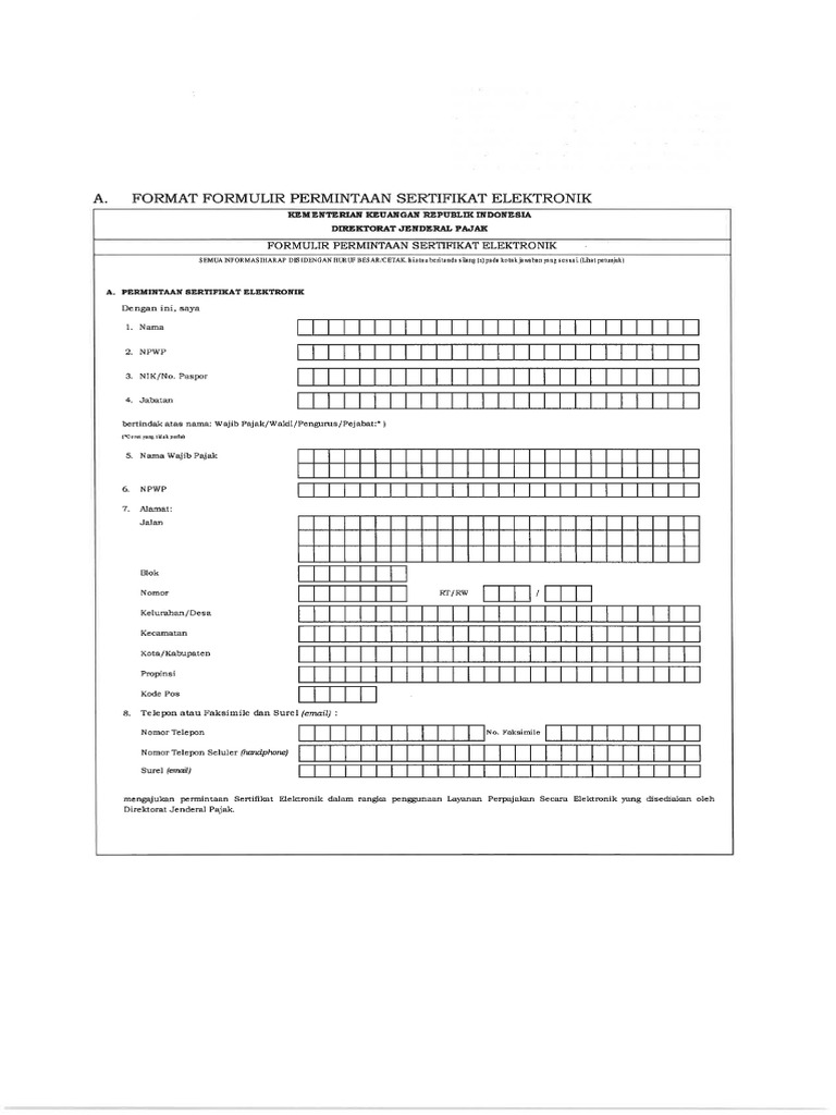 Formulir Sertifikat Elektronik | PDF