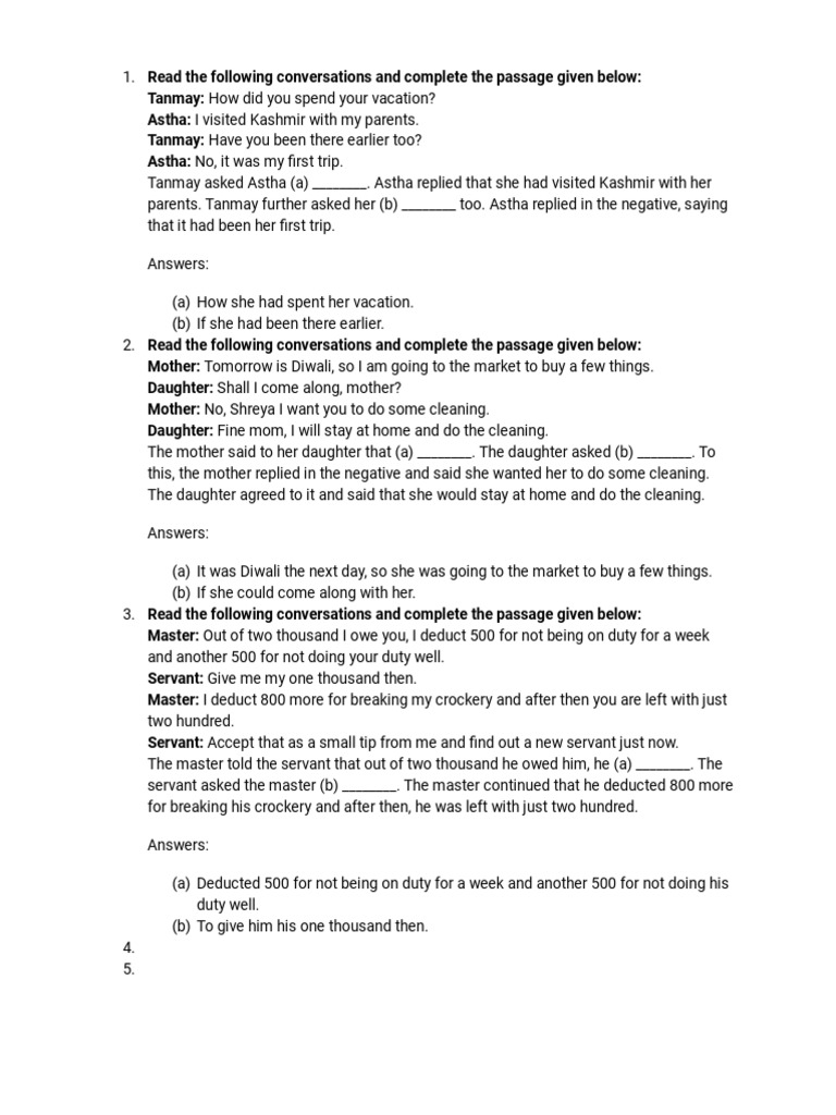 Conversation to Reported Speech Conversion | PDF