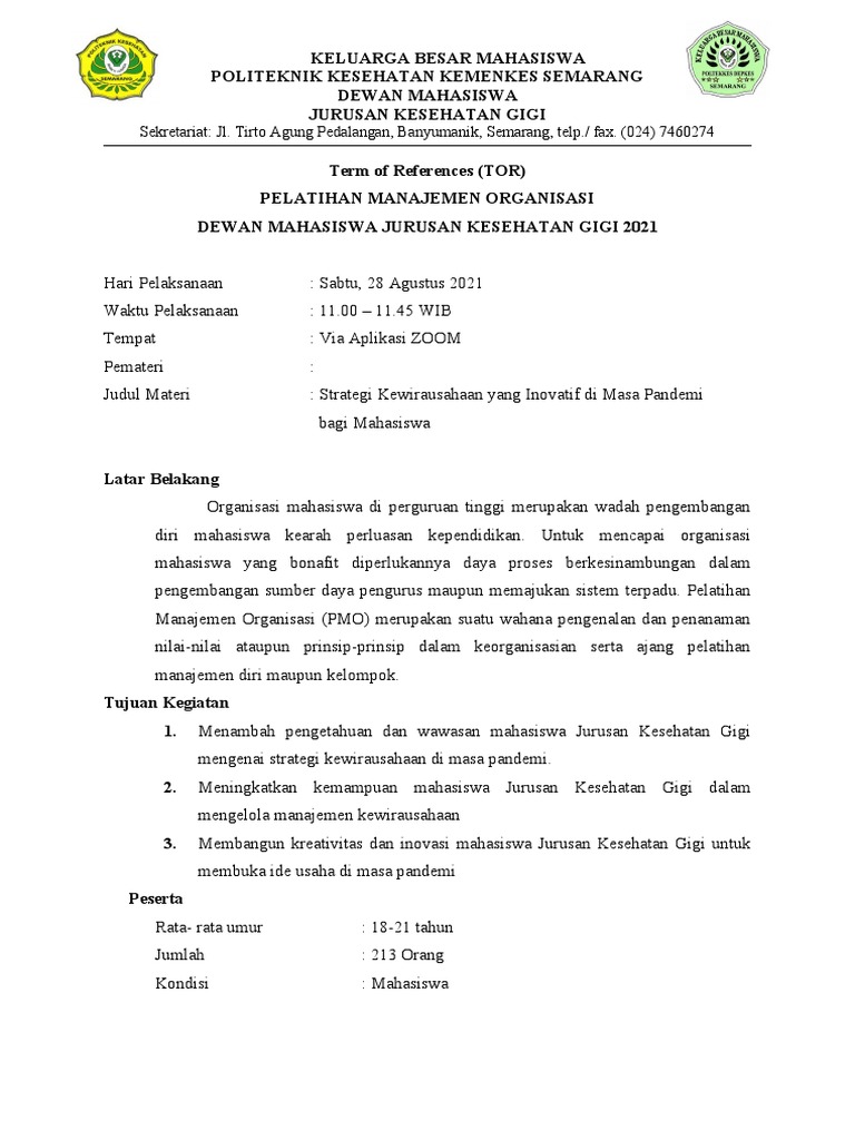 Contoh Tor Narasumber Talk Show | PDF