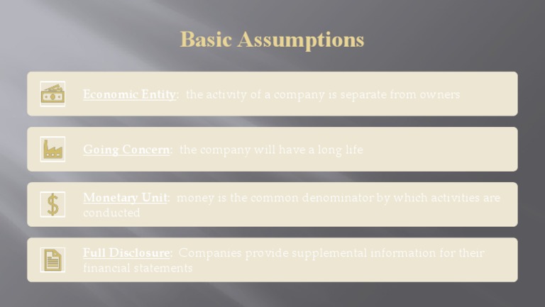 Basic Assumptions Accounting | PDF | Business | Law