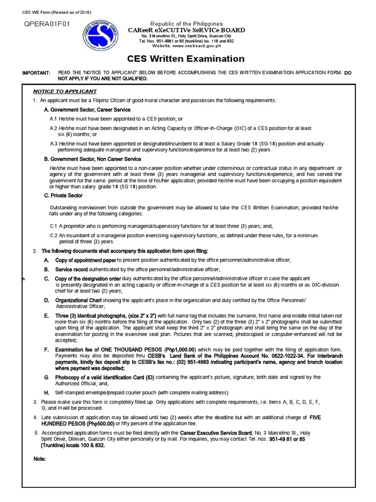 CES WE Appl. Form As of Feb. 2018 | PDF