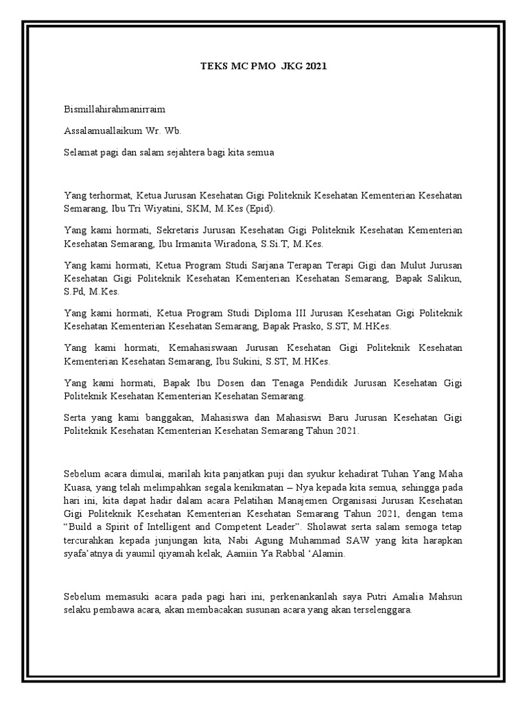 Contoh Teks MC | PDF