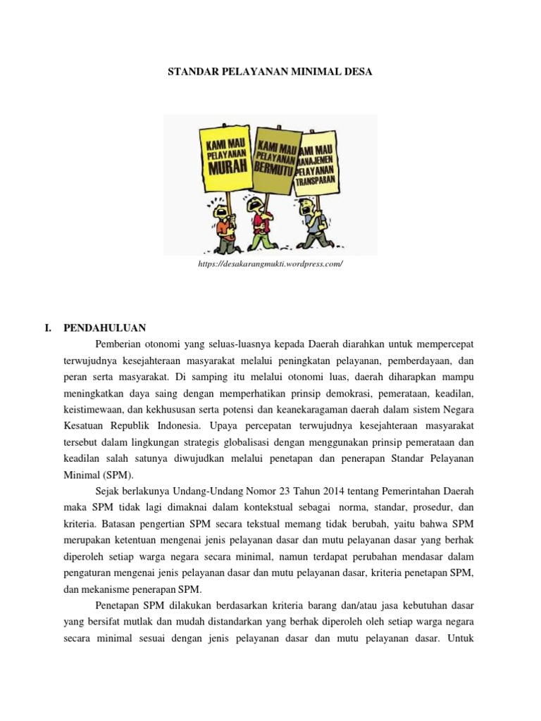 Standar Pelayanan Minimal Desa | PDF | Pengelolaan Keuangan & Uang