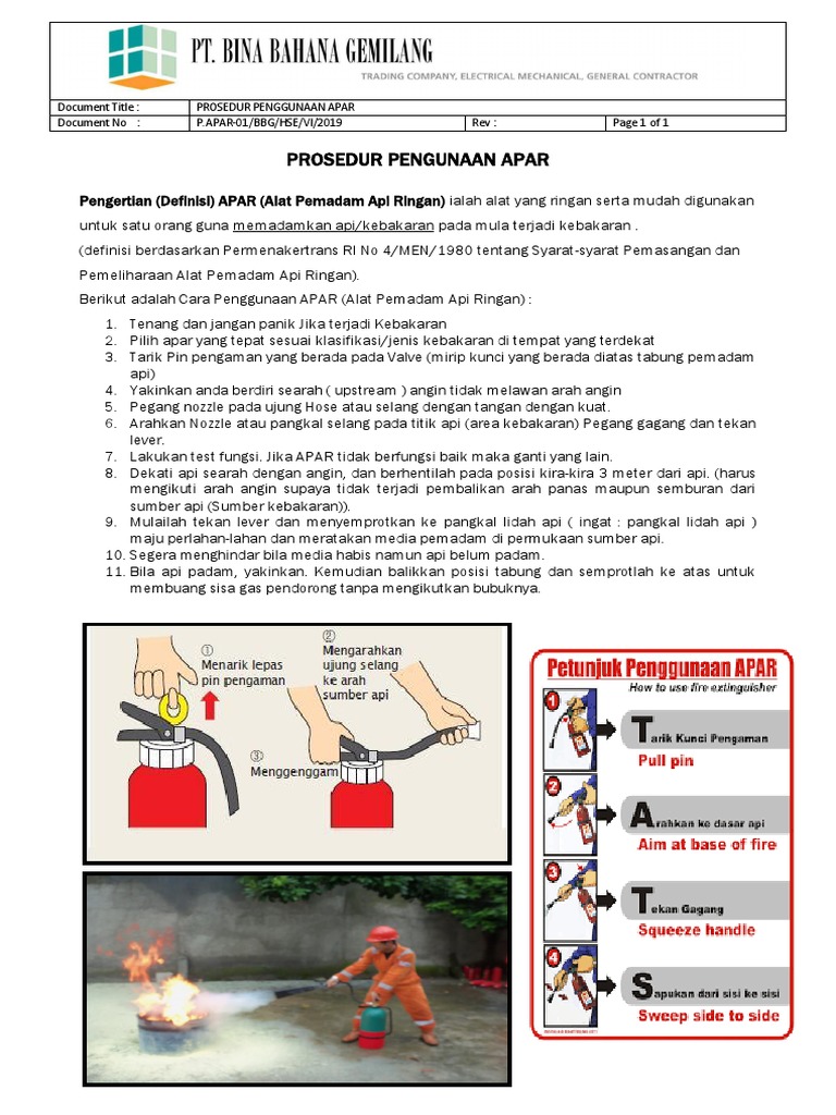 Prosedur Penggunaan APAR | PDF