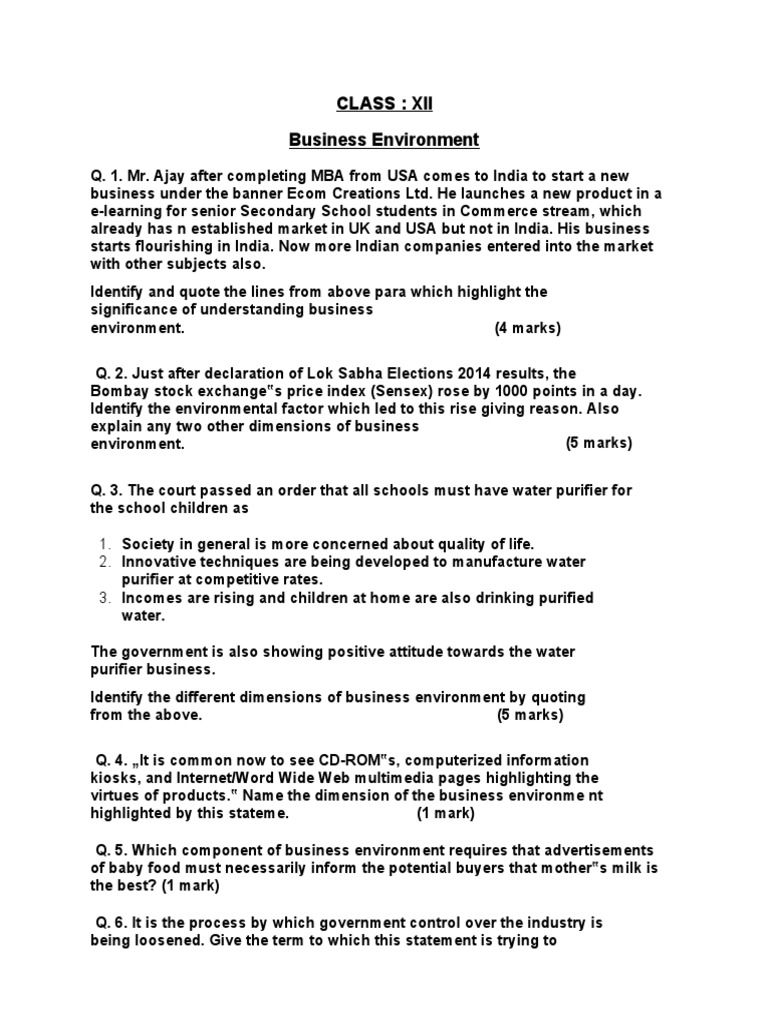 Business Environment - Case Studies Ques | PDF | Marketing | Demand