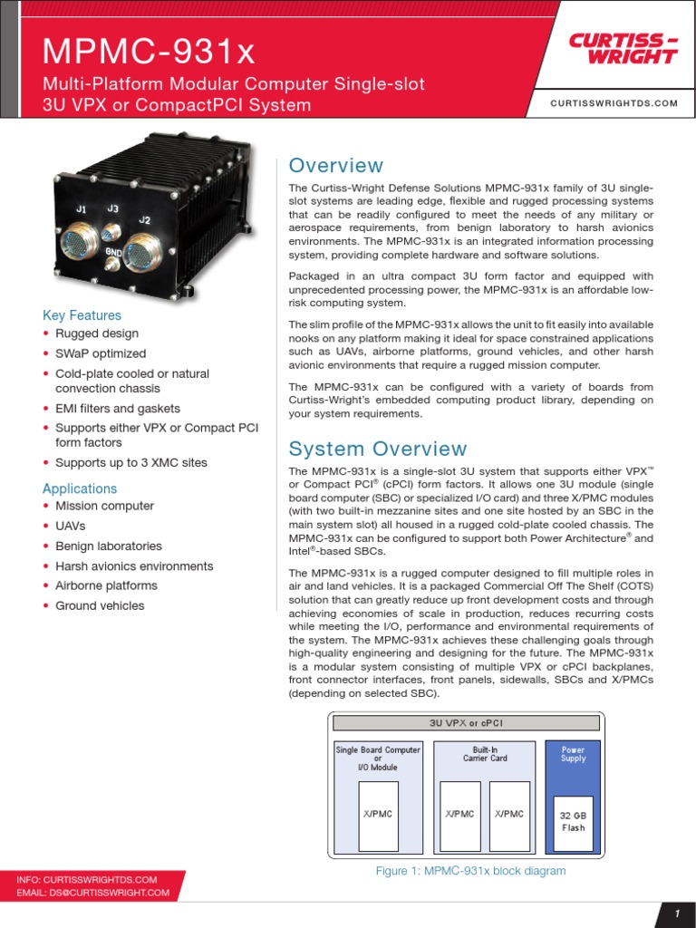 MPMC 931x Single Slot 3U VPX CPCI System Product Sheet | PDF | Printed Circuit Board ...