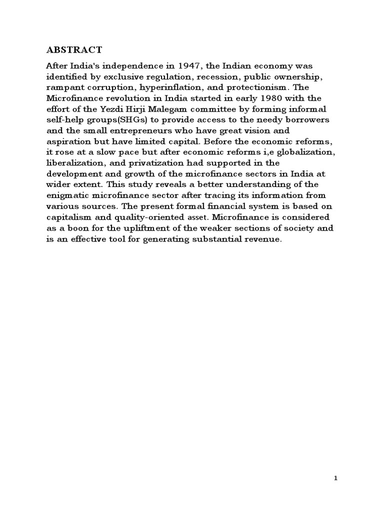 Micro Finance Research Paper.... | PDF | Microfinance | Microcredit