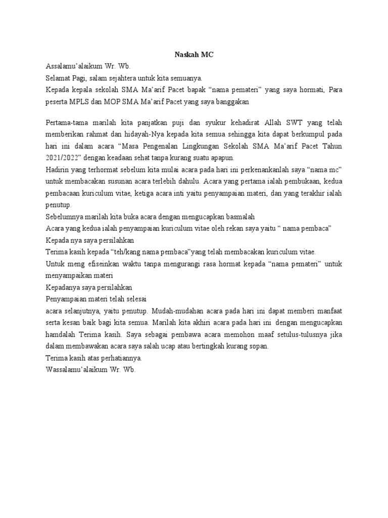Naskah MC | PDF