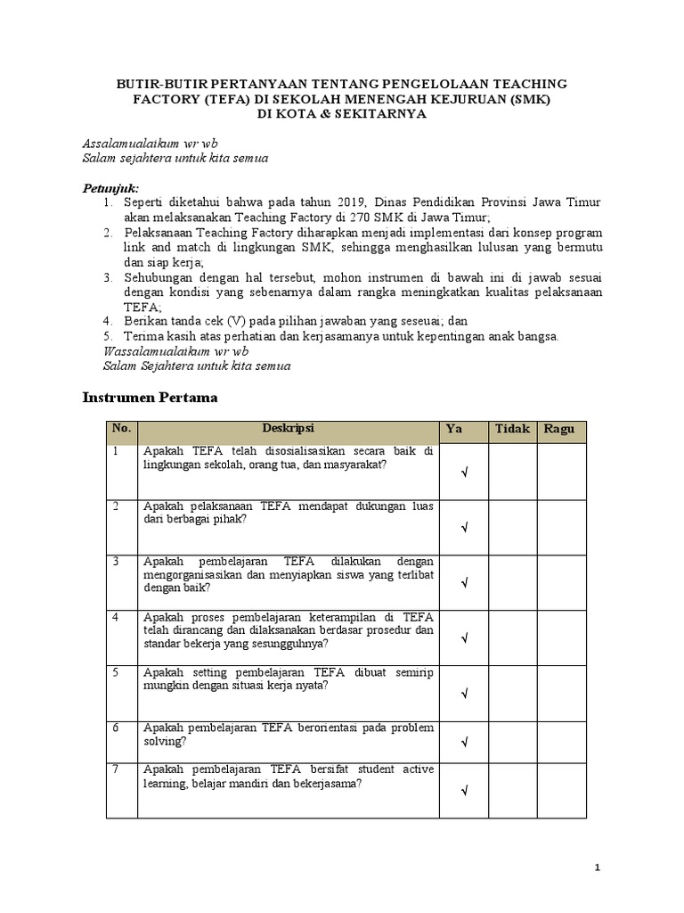 Evaluasi TEFA di SMK Jawa Timur | PDF