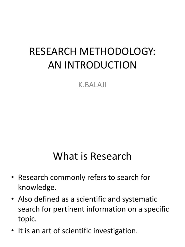 Research Methodology: An Introduction: K.Balaji | PDF | Scientific ...