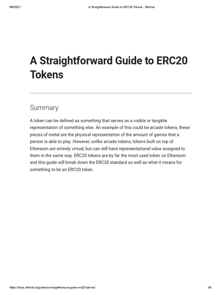A Straightforward Guide To ERC20 Tokens - EthHub | PDF | Function (Mathematics) | Computing