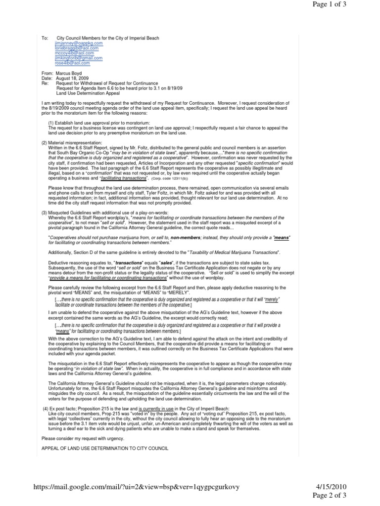 08/18/2009 Continuance Withdrawl and Land Use Appeal To Council | PDF ...