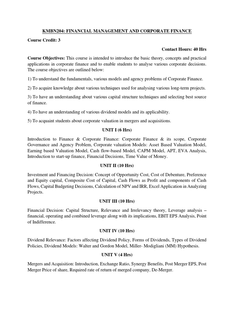 Financial Management and Corporate Finance | PDF | Capital Structure ...