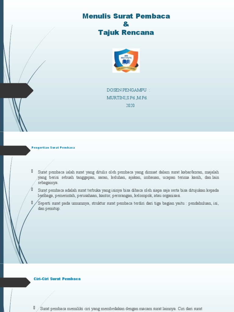 Pertemuan 7 Menulis Surat Pembaca&tajuk | PDF