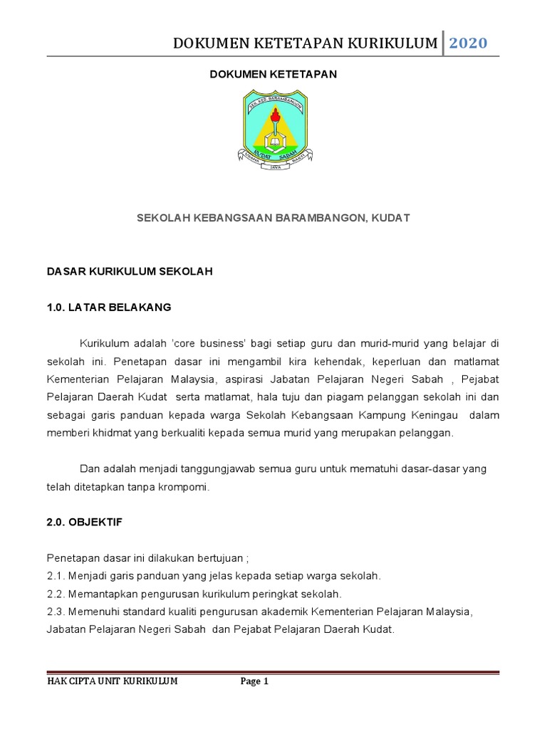 Dokumen Ketetapan Kokurikulum SKB 2020 | PDF