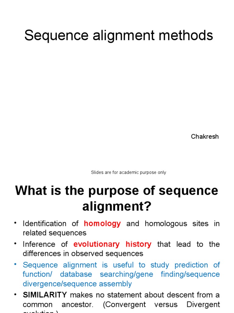 Sequence Alignment Methods Final | PDF | Sequence Alignment | Homology ...