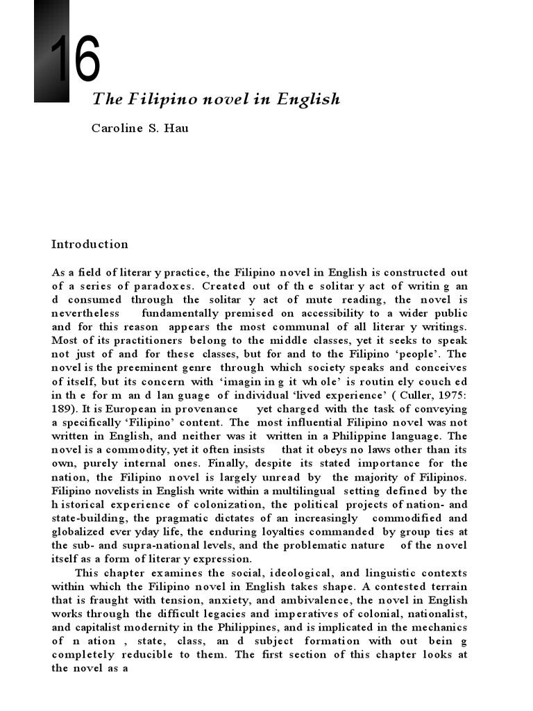 Filipino Novels in English: Contexts & Challenges | PDF | Philippines ...