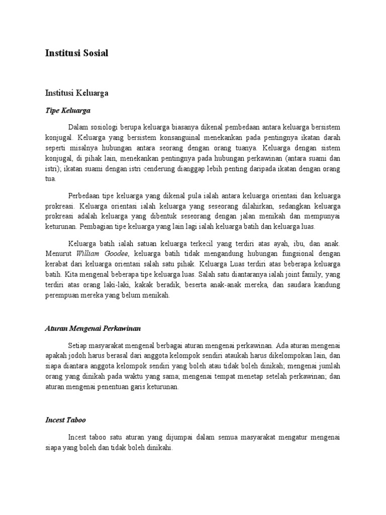 Institusi Sosial | PDF