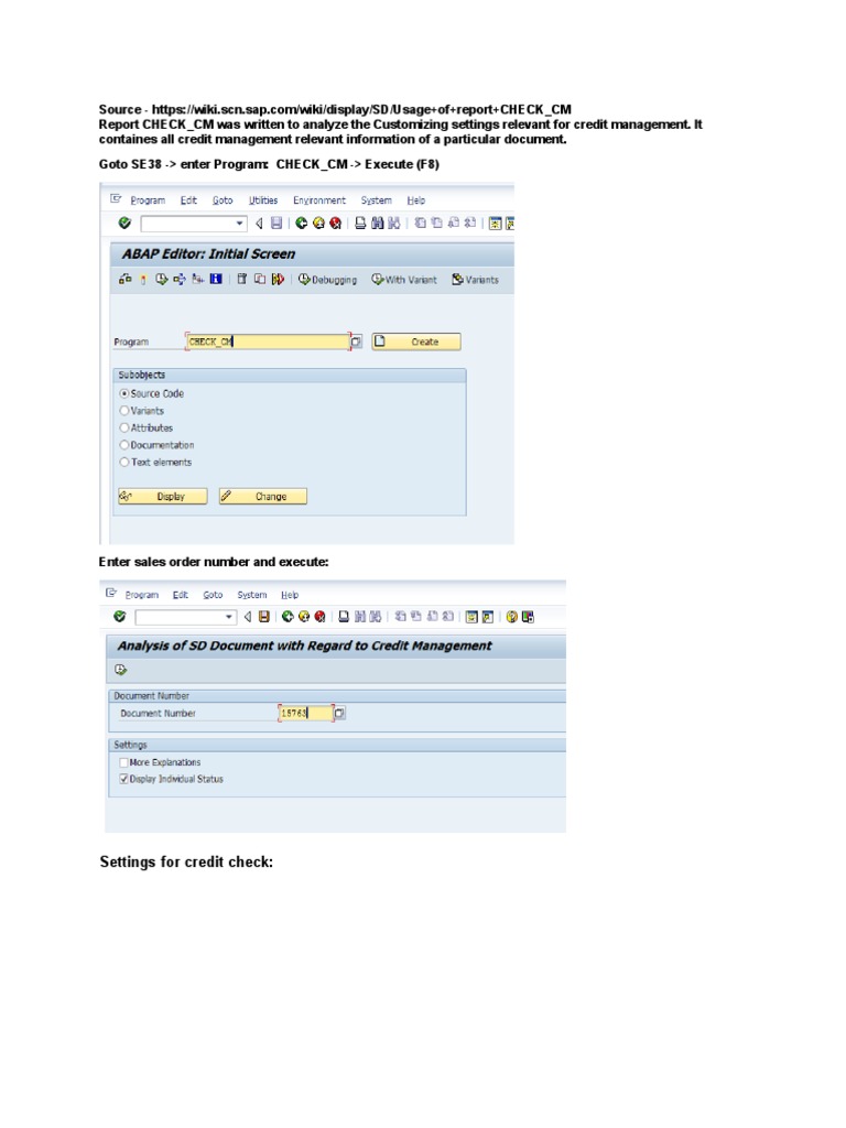 Usage of Report CHECK - CM | PDF | Credit | Finance & Money Management