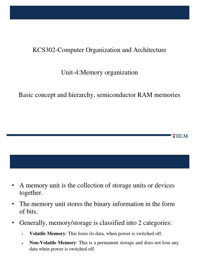 Unit 4 Memory Heirarchy Pdf Computer Data Storage Random Access