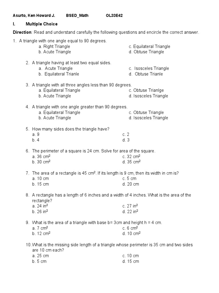 I. Multiple Choice Direction: Read and Understand Carefully The ...