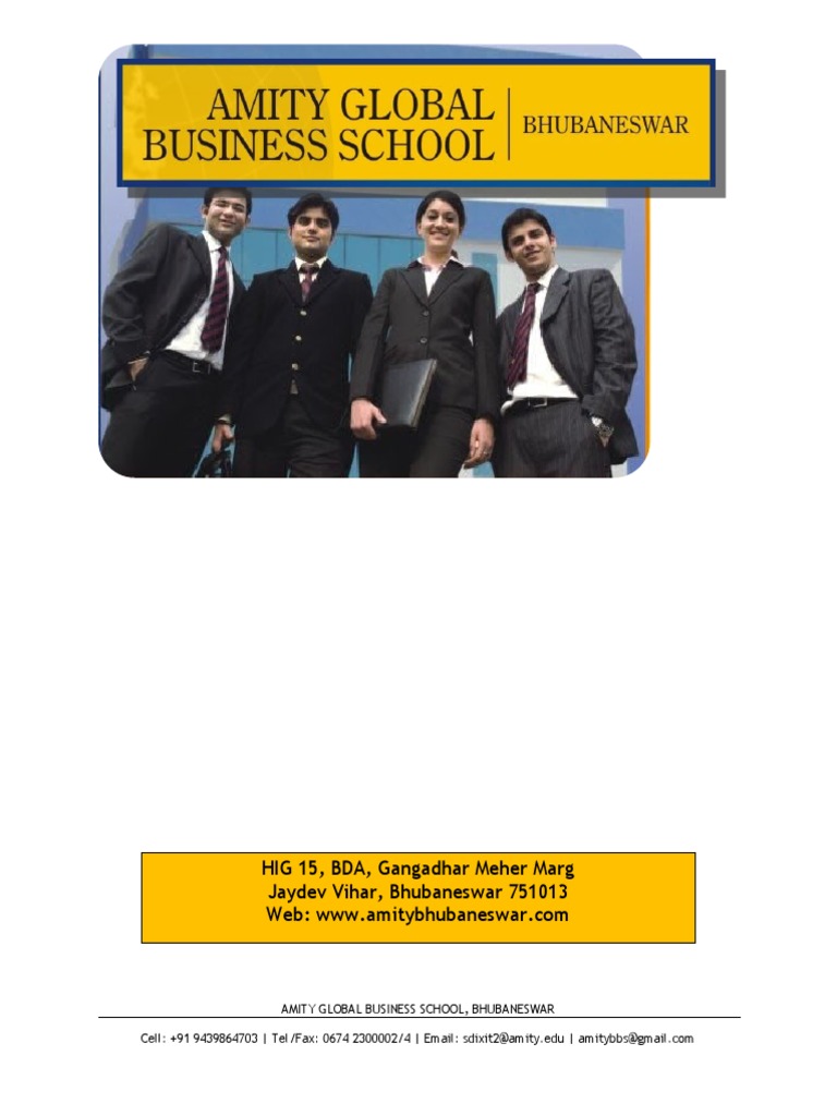 Amity BBSR Brochure | PDF | Business | Marketing