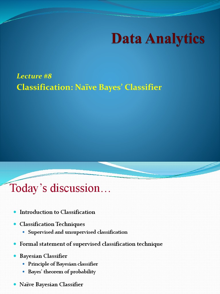 Classification: Naïve Bayes' Classifier: Lecture #8 | PDF | Statistical Classification ...