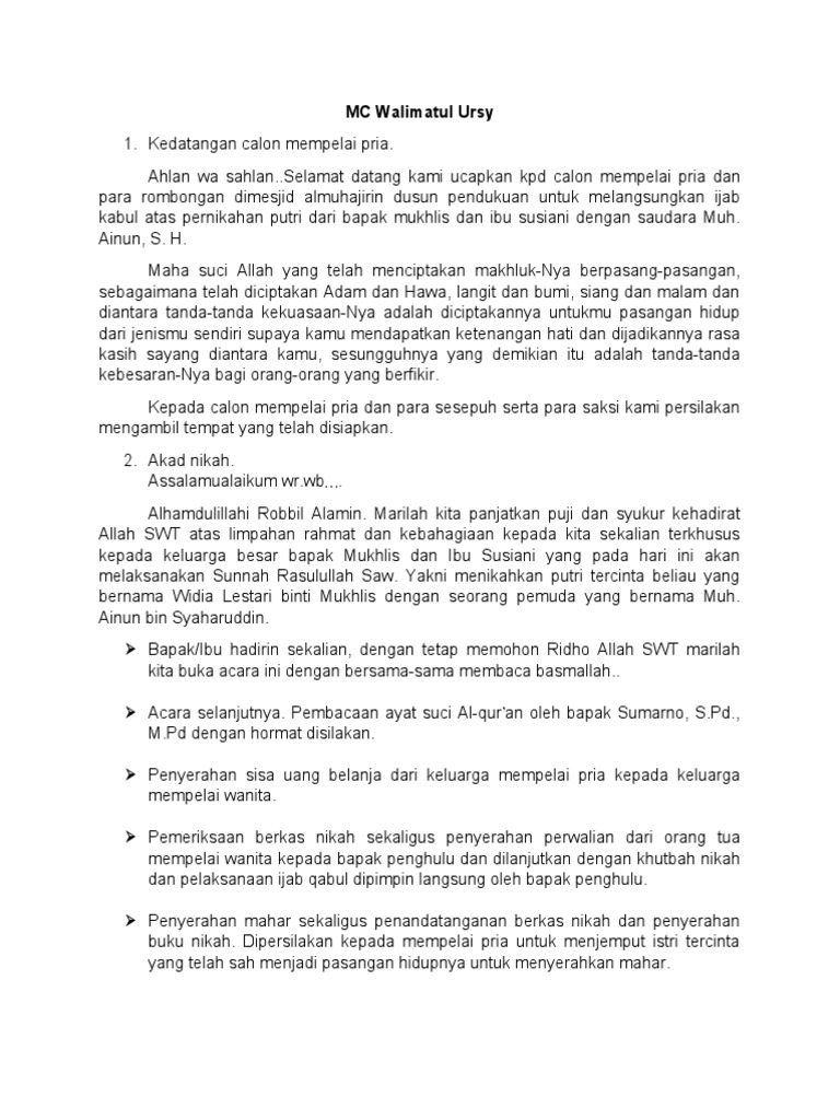 MC Walimatul Ursy | PDF