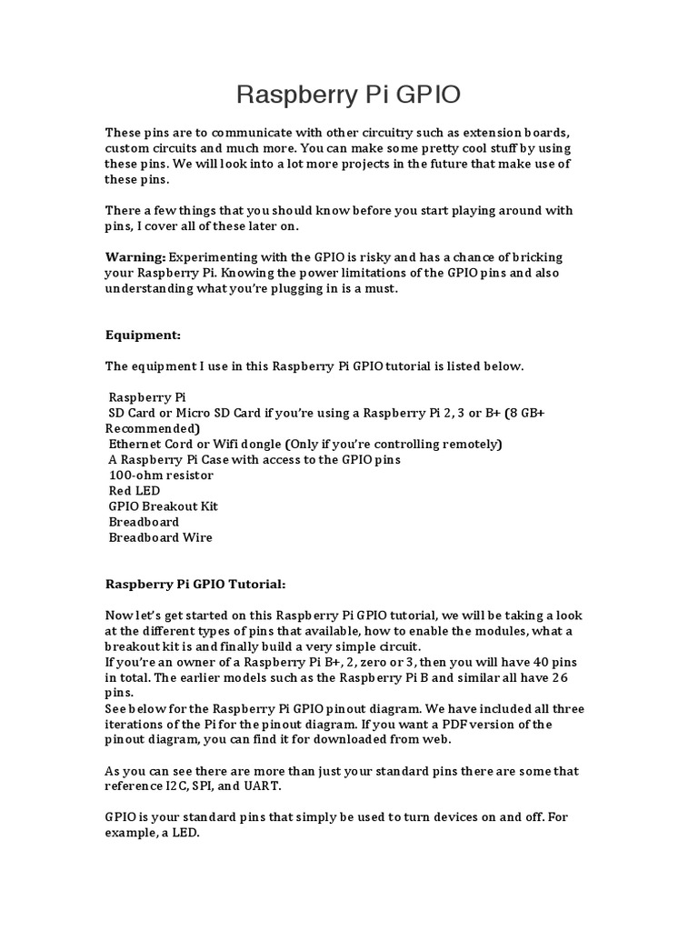 Raspberry Pi GPIO | PDF | Raspberry Pi | Computer Engineering