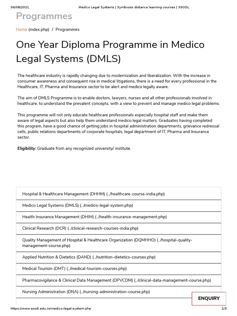 Medico Legal Systems - Symbiosis Distance Learning Courses - SSODL ...