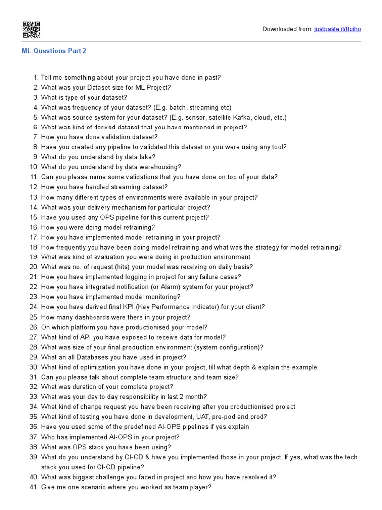 Interview Questions Set 3 | PDF | Computer Vision | Time Series