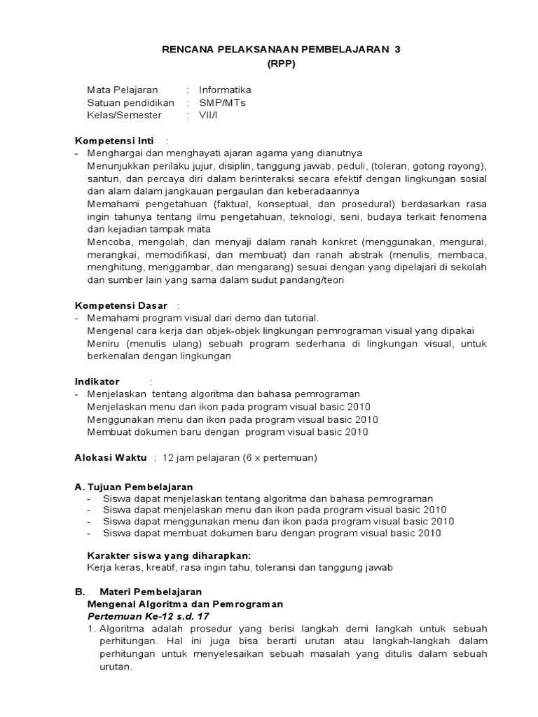 7 RPP 3 | PDF | Komputer