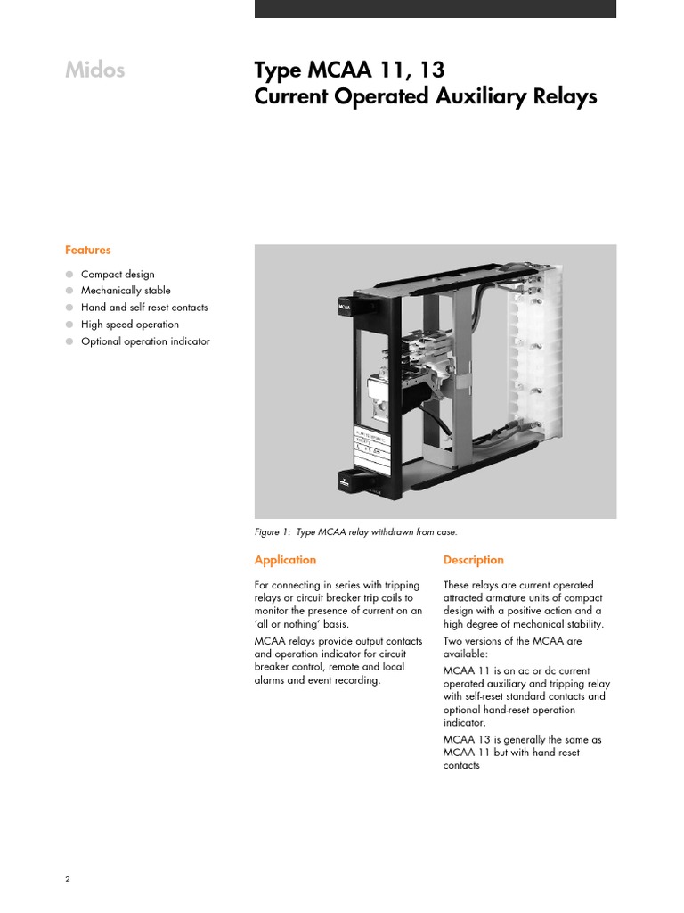 Compact current operated auxiliary relays | PDF | Relay | Electronics
