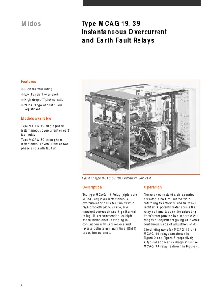 Midos: Type MCAG 19, 39 Instantaneous Overcurrent and Earth Fault ...
