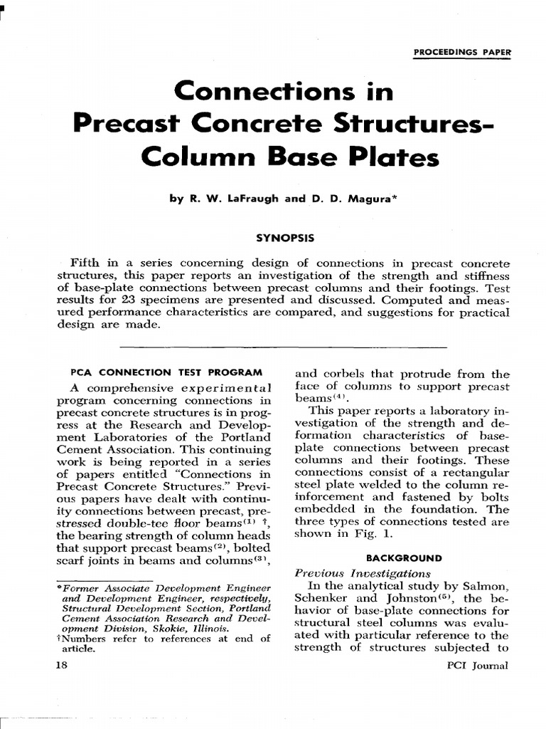 Precast Concrete Column Base Plate Study | PDF | Stress (Mechanics ...