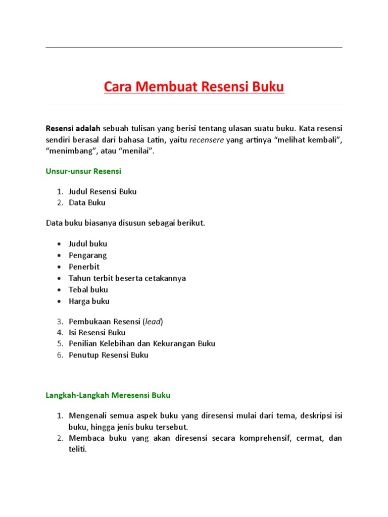 Cara Membuat Resensi Buku Pdf