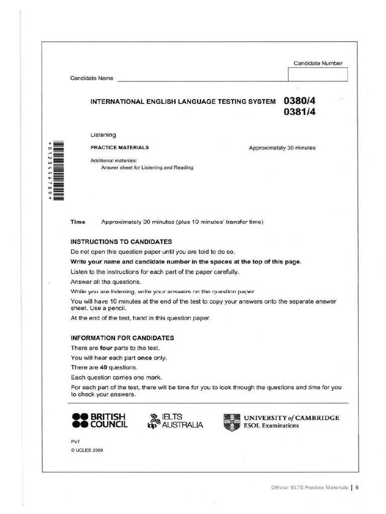 Official Ielts Practice Materials 1 | PDF