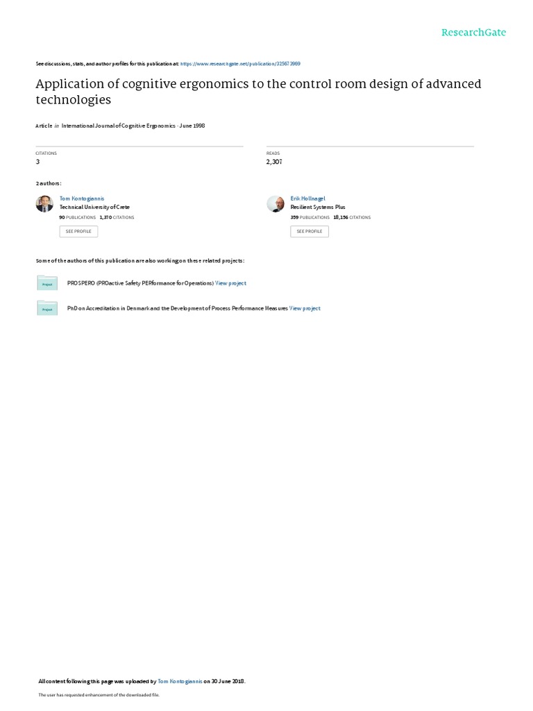Application of Cognitive Ergonomics To The Control Room Design of ...