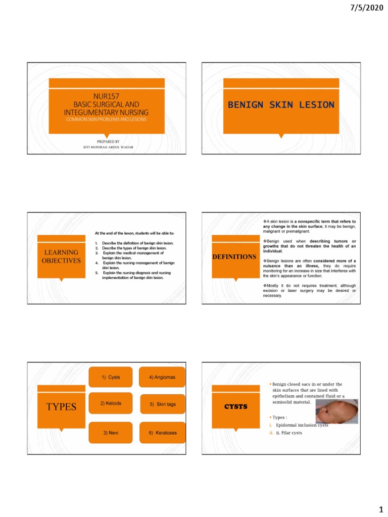 Overview of Benign Skin Lesions | PDF | Scar | Benign Tumor