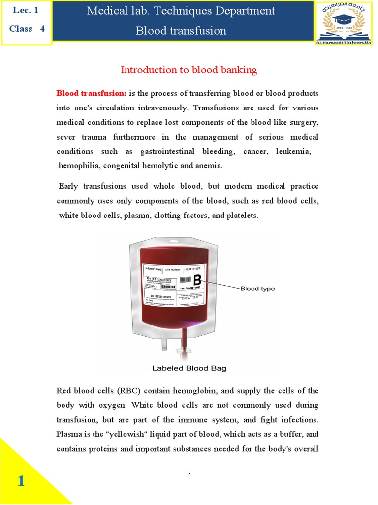 Introduction To Blood Banking | PDF | Blood Transfusion | Blood