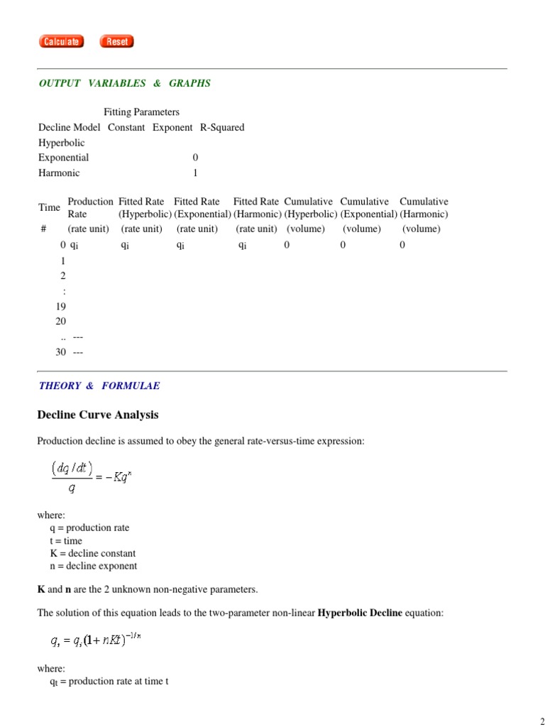 Decline Curve Analysis | PDF | Equations | Exponential Function