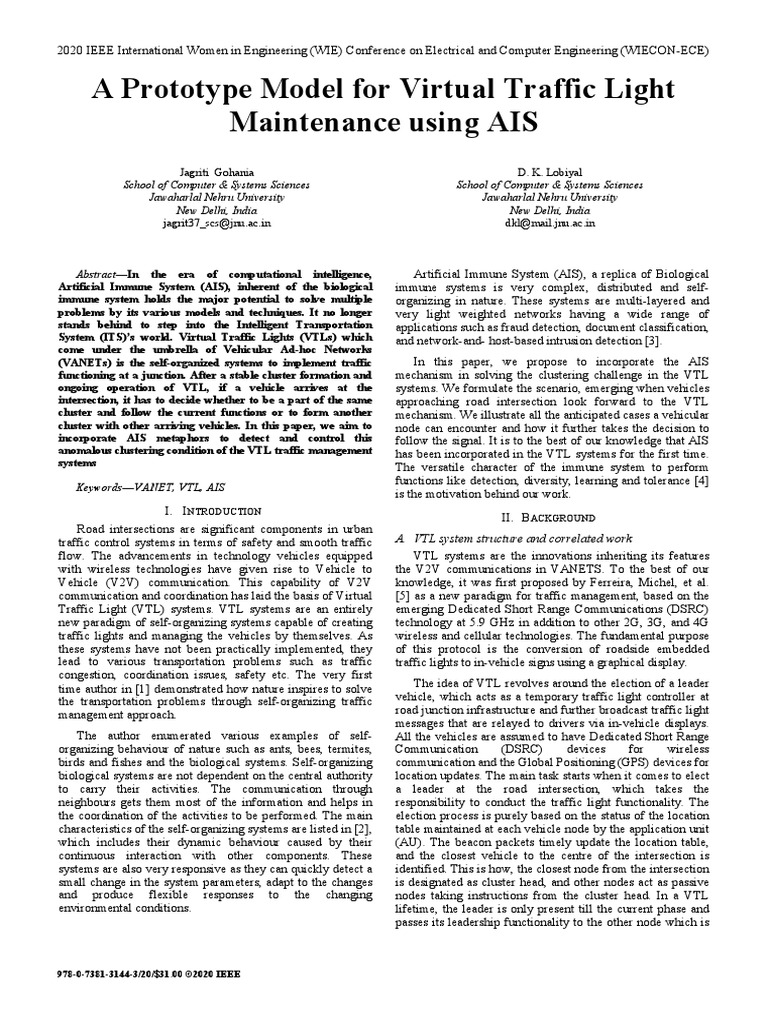 A Prototype Model For Virtual Traffic Light Maintenance Using AIS | PDF | Adaptive Immune System ...