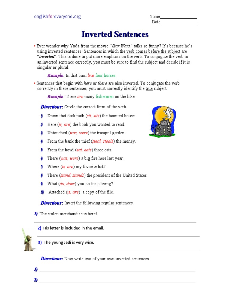 Inverted Sentences Activity | PDF