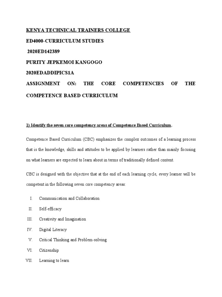 CBC's 7 Core Competencies & Their Relevance | PDF | Competence (Human ...