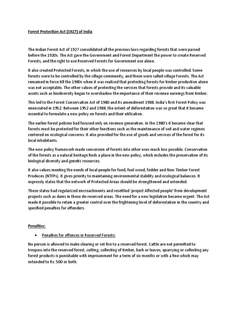 Forest Protection Act | PDF | Conservation Biology | Forests