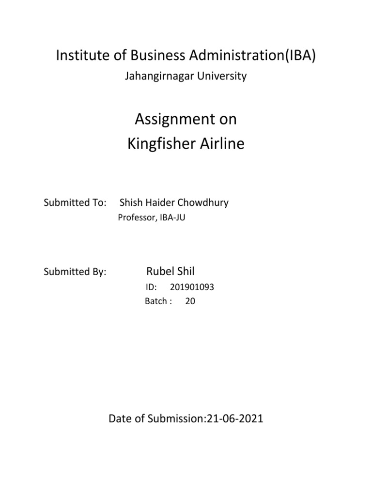 Assignment 02 On Kingfisher-Converted-Compressed | PDF | Banks | Economies