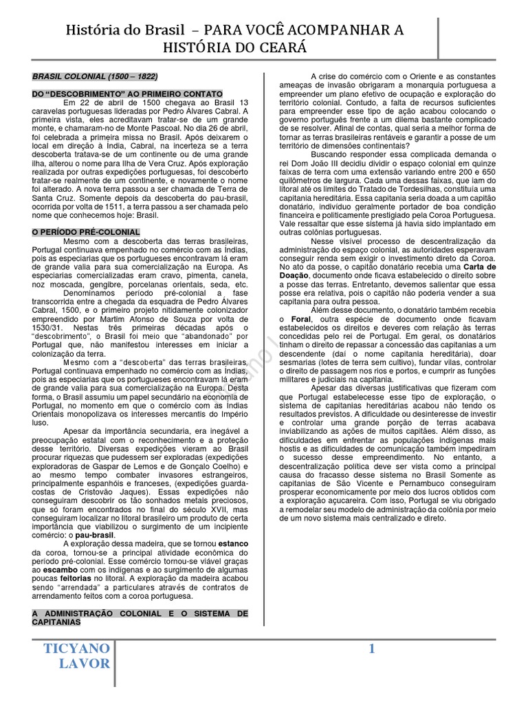 História Do Brasil - Apostila PDF | PDF | Brasil | Escravidão