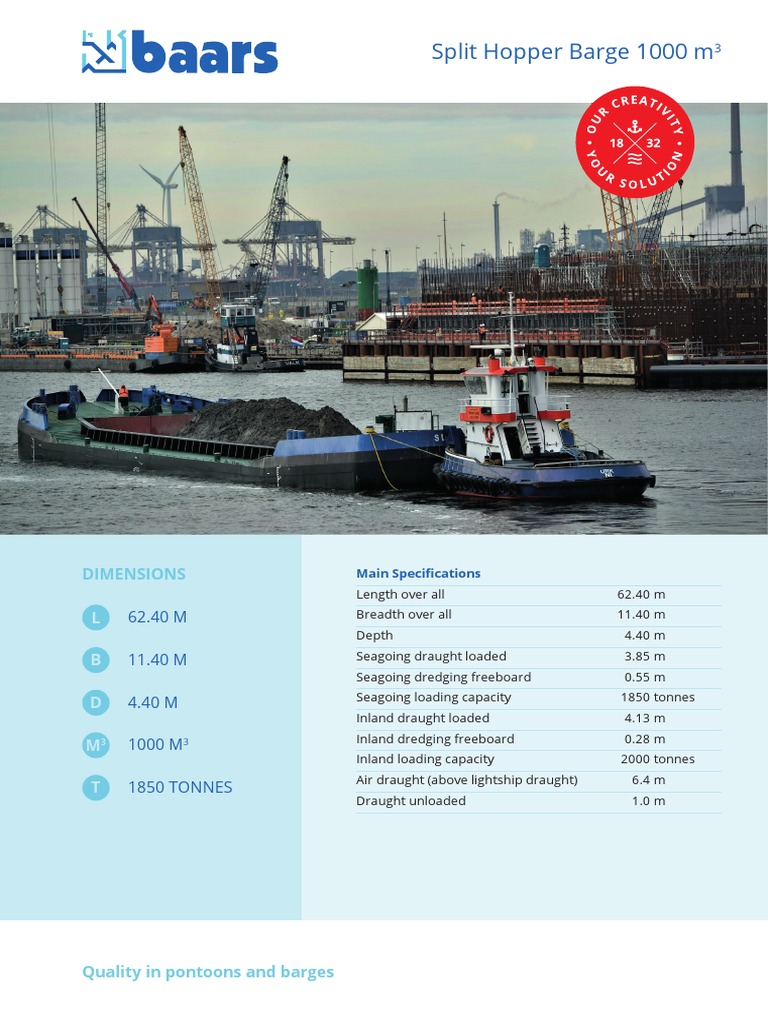 Split Hopper Barge 1000 M: Dimensions | PDF | Boat Types | Ship Types
