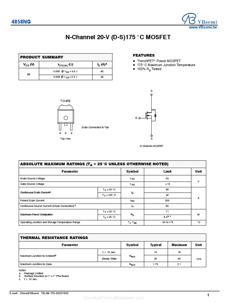 N-Channel 20-V (D-S) 175 - C MOSFET: Features Product Summary | PDF ...